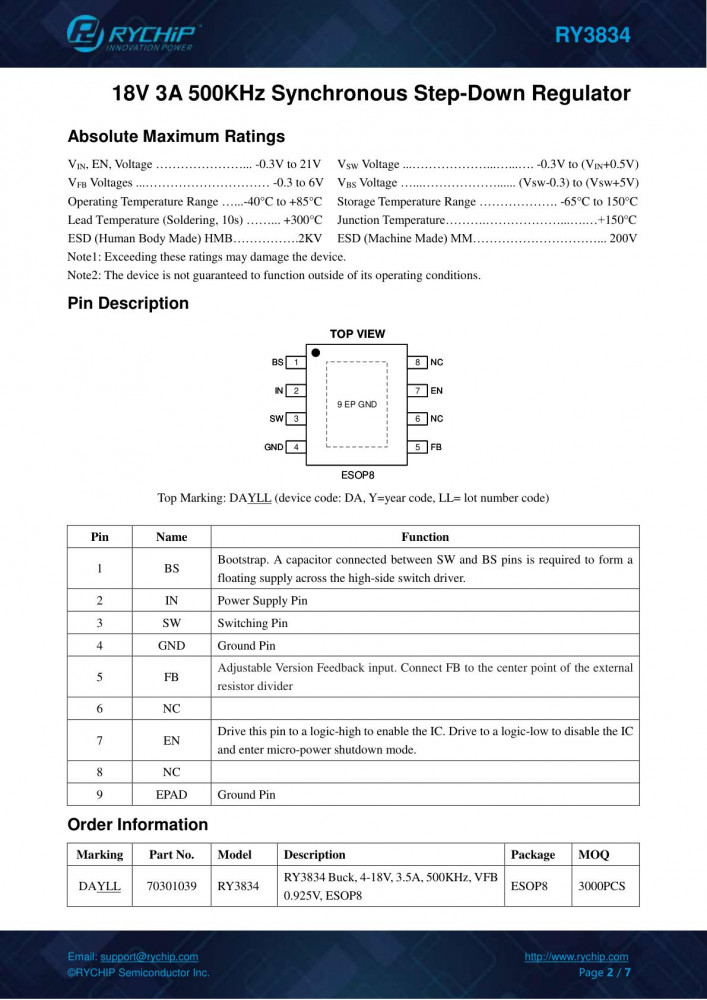 RY3834 datasheet page 2