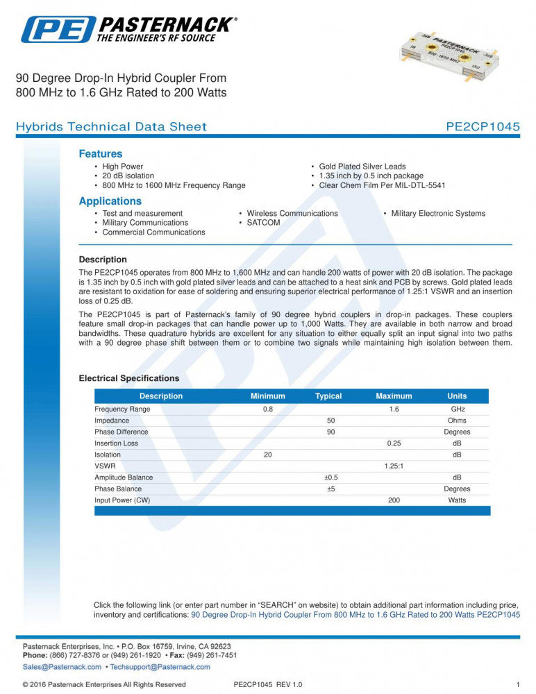 PE2CP1045 datasheet page 1