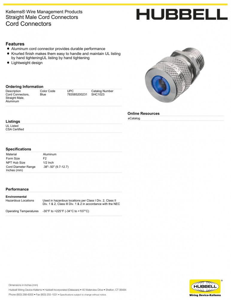 SHC1023 product document image