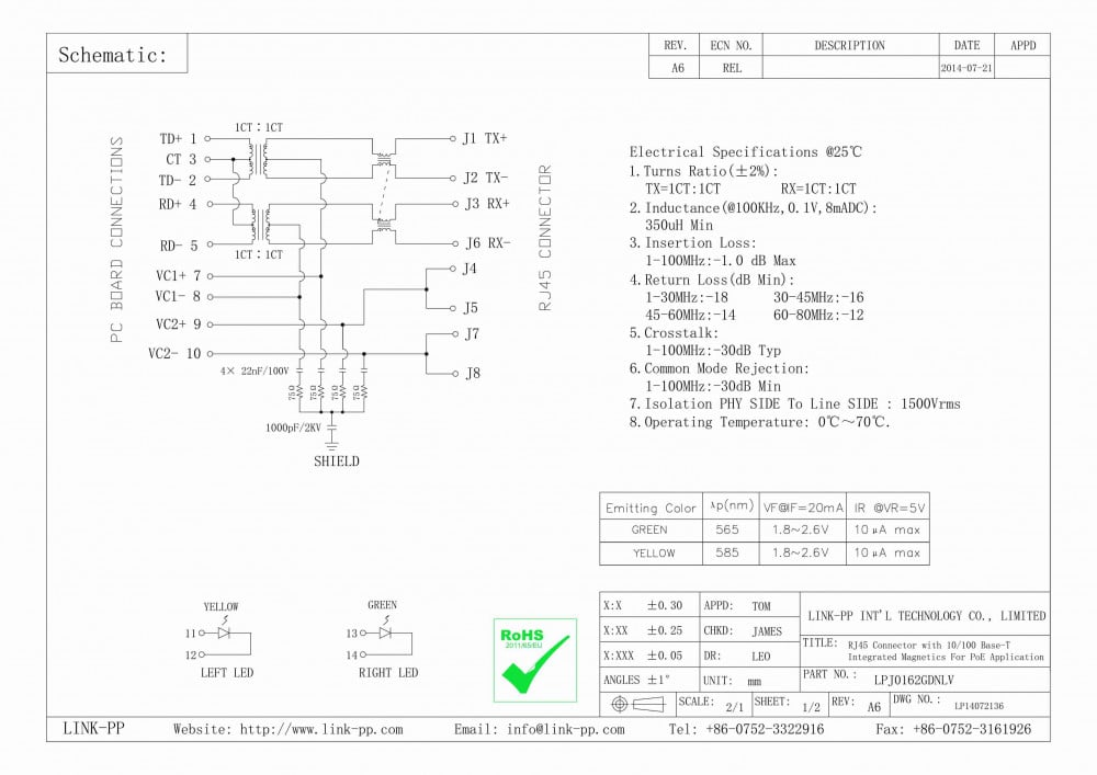 LPJ0162GDNLV electrical schematic and mechanical drawing page 1