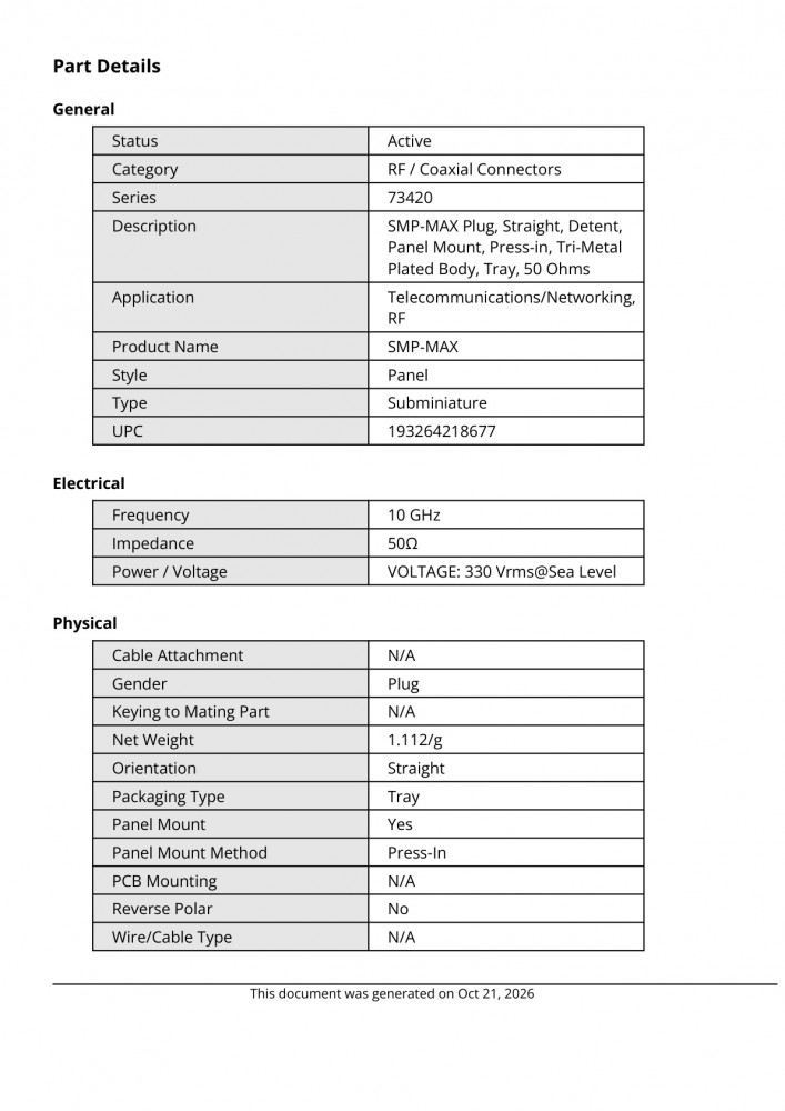 Product document image 2 for MOLEX 734205801