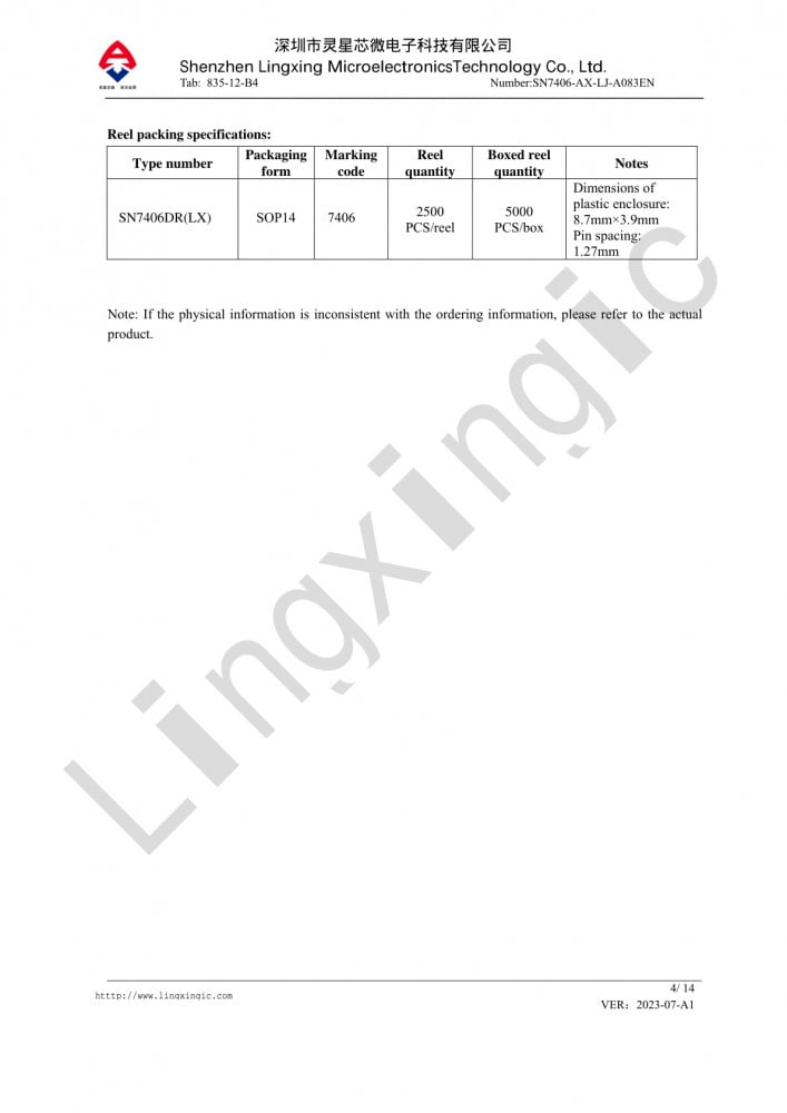 SN7406N(LX) datasheet page 4