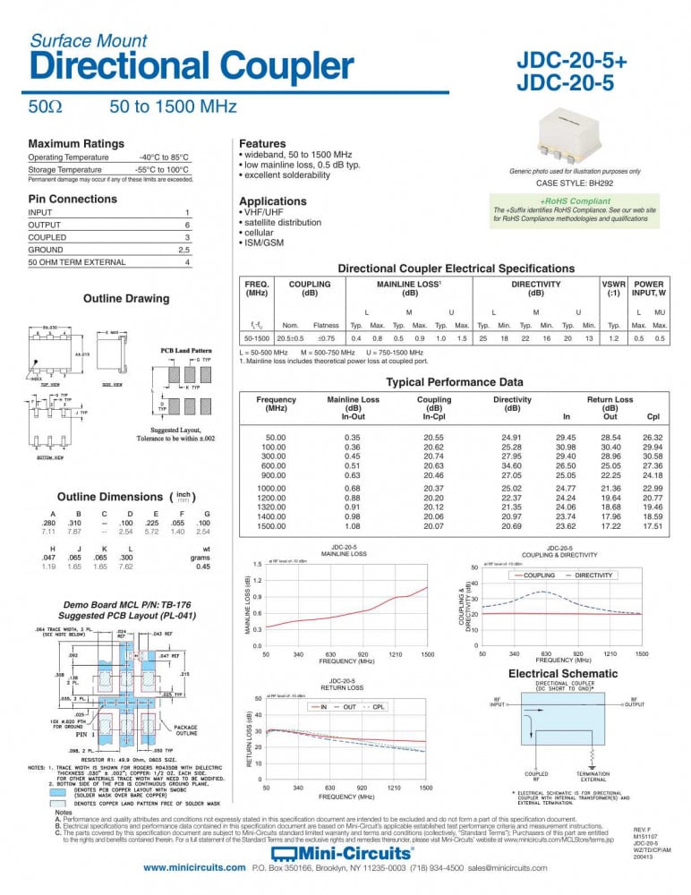 JDC-20-5+ technical document page