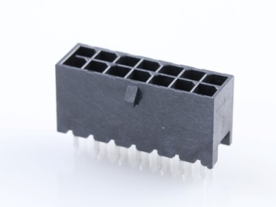 Micro-Fit+ Vertical Header, Through Hole, 3.00mm Pitch, Dual Row, 8 Circuits, 0.76µm Gold (Au) Plating, Glow-Wire Capable, Black, Tape and Reel