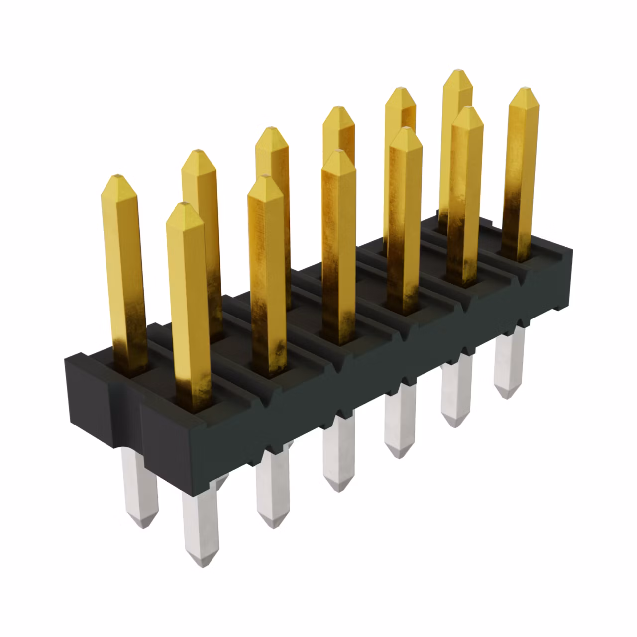 Milli-Grid Header, Single Row, Dual Body, Through Hole, Vertical, 6 Circuits, Tin (Sn) Overall Plating, 3.00mm Stacking Height, 2.45mm Tail Length, Bag, Lead-Free