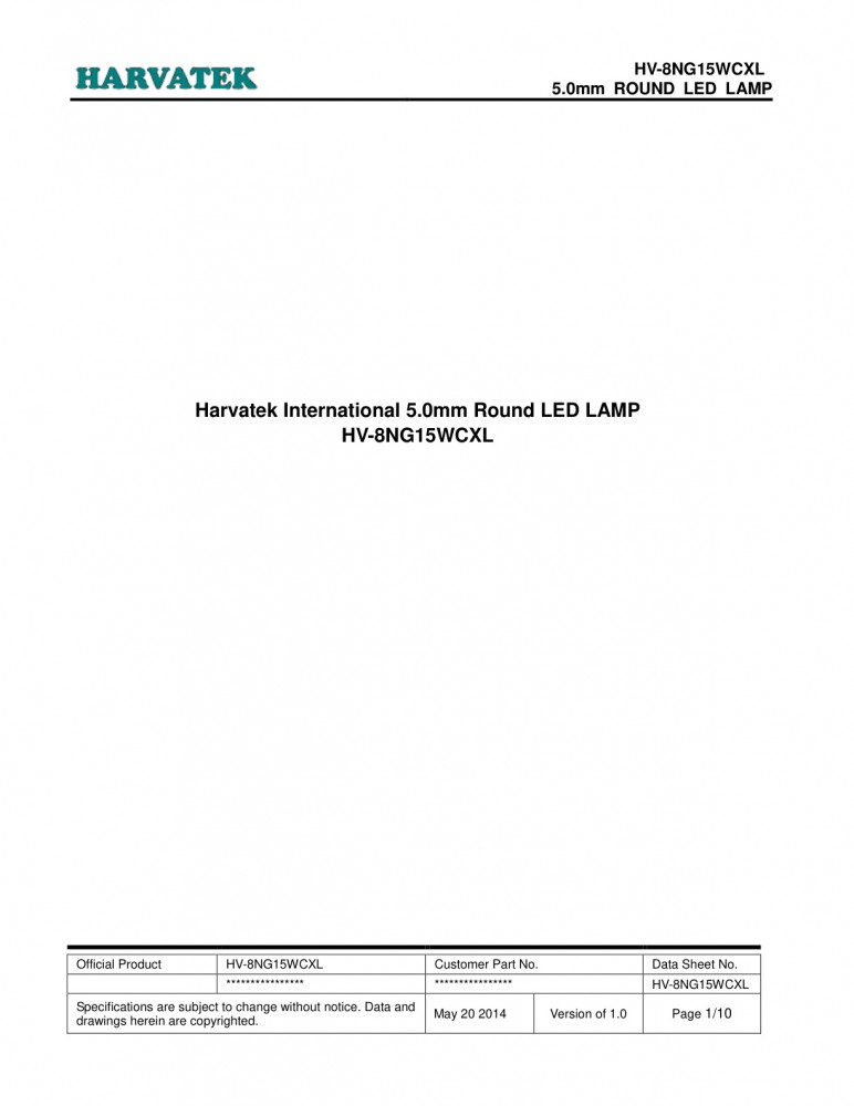 HV-8NG15WCXL datasheet page 1
