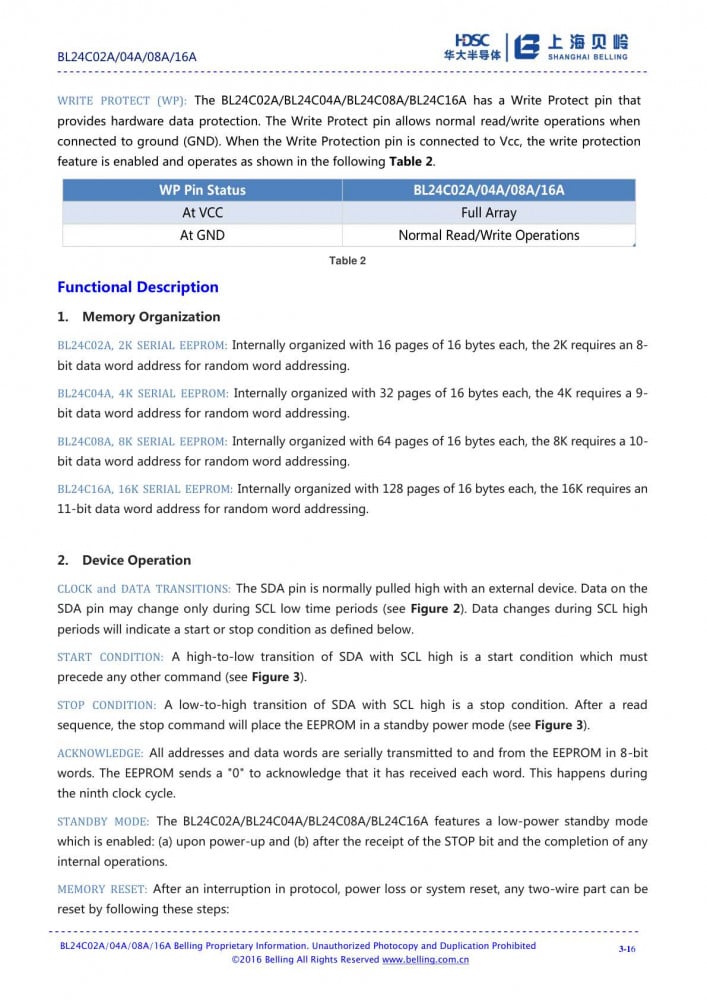 BL24C16A datasheet page 3