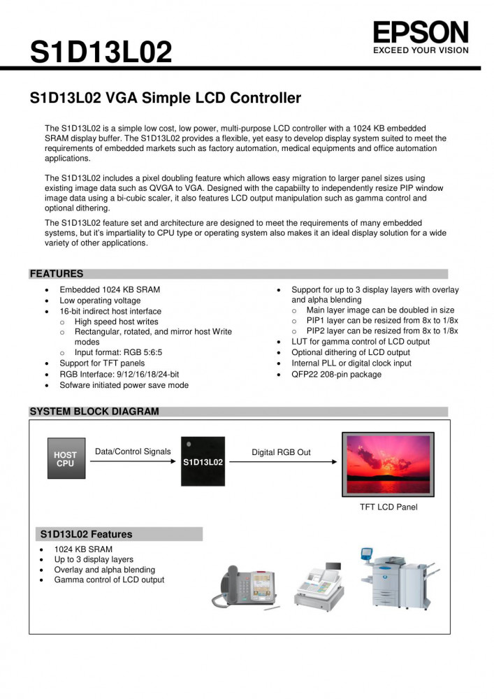 EPSON S1D13L02 datasheet page 1
