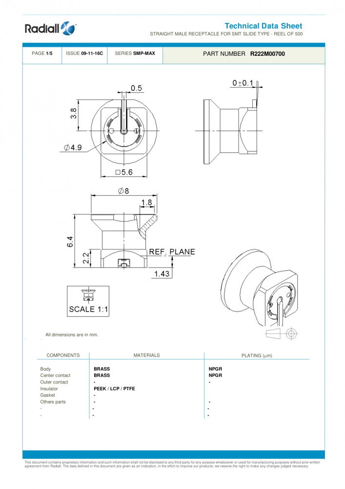 Radiall R222M00700 datasheet page 1