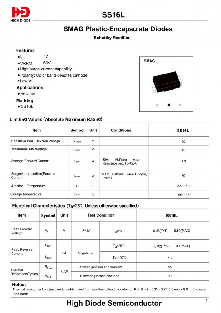 SS16L datasheet page 1