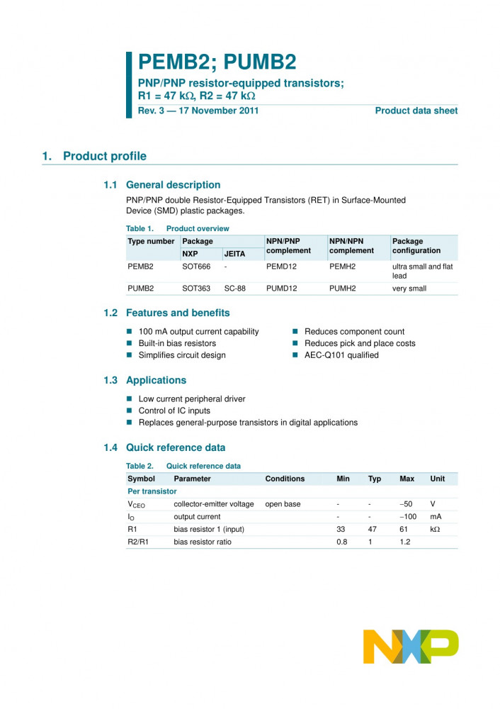 PEMB2 datasheet page 1
