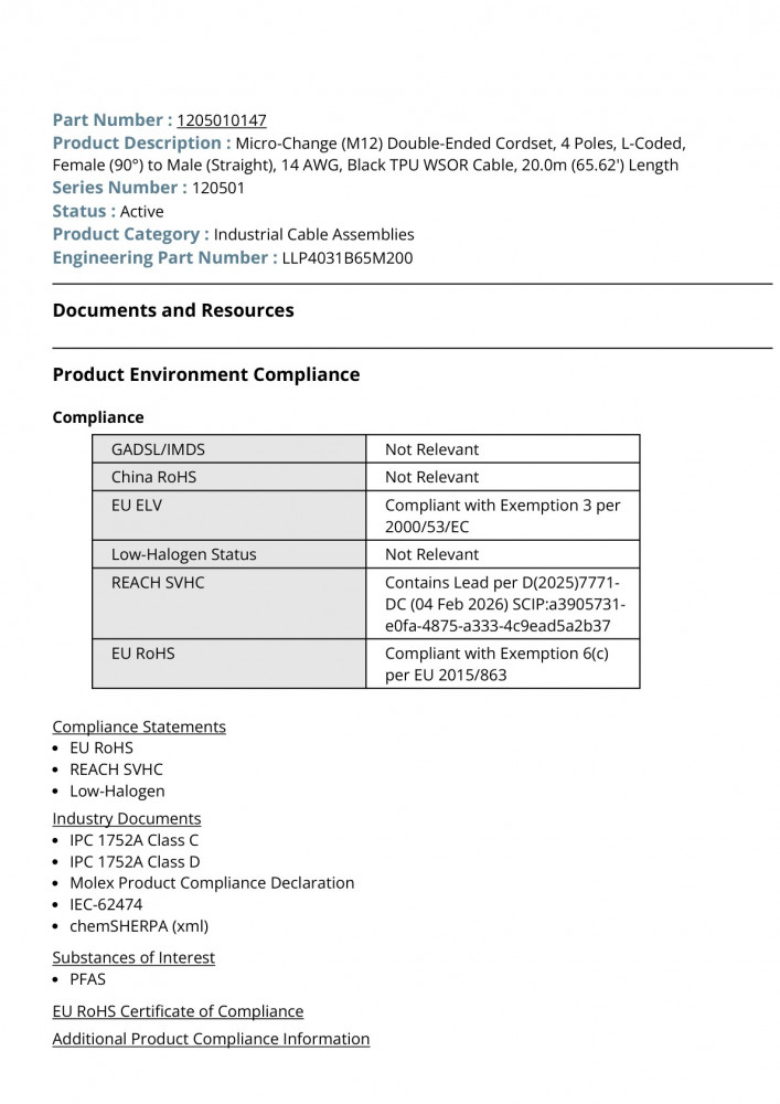 MOLEX packaging drawing page image 1