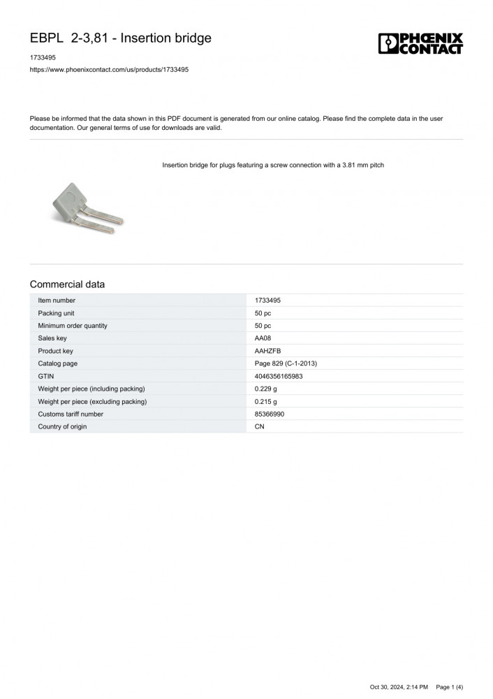 Phoenix Contact 1733495 technical document image 1