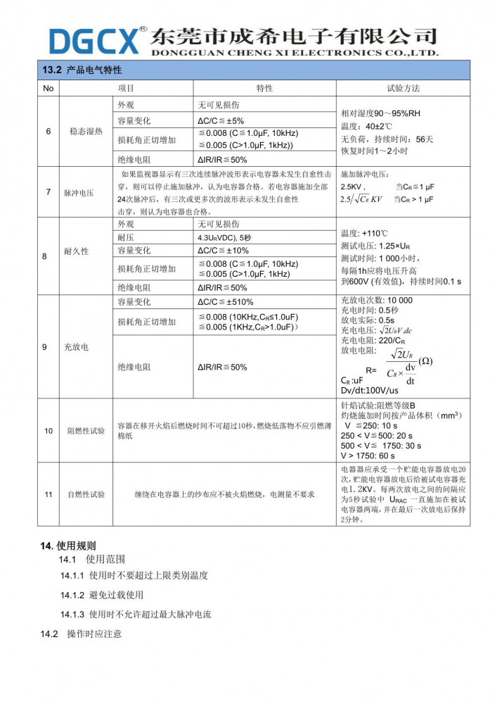 DGCX product specification page 10