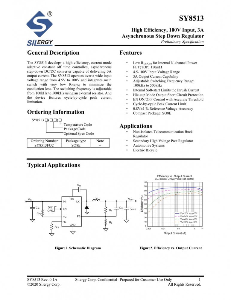 SY8513FCC datasheet page 1