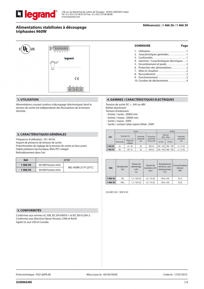 Legrand 1 466 36 technical document, page 1