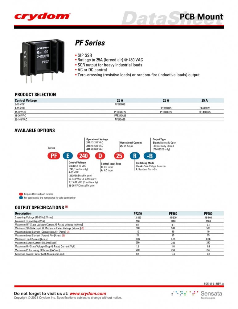 PF240D25 datasheet page 1