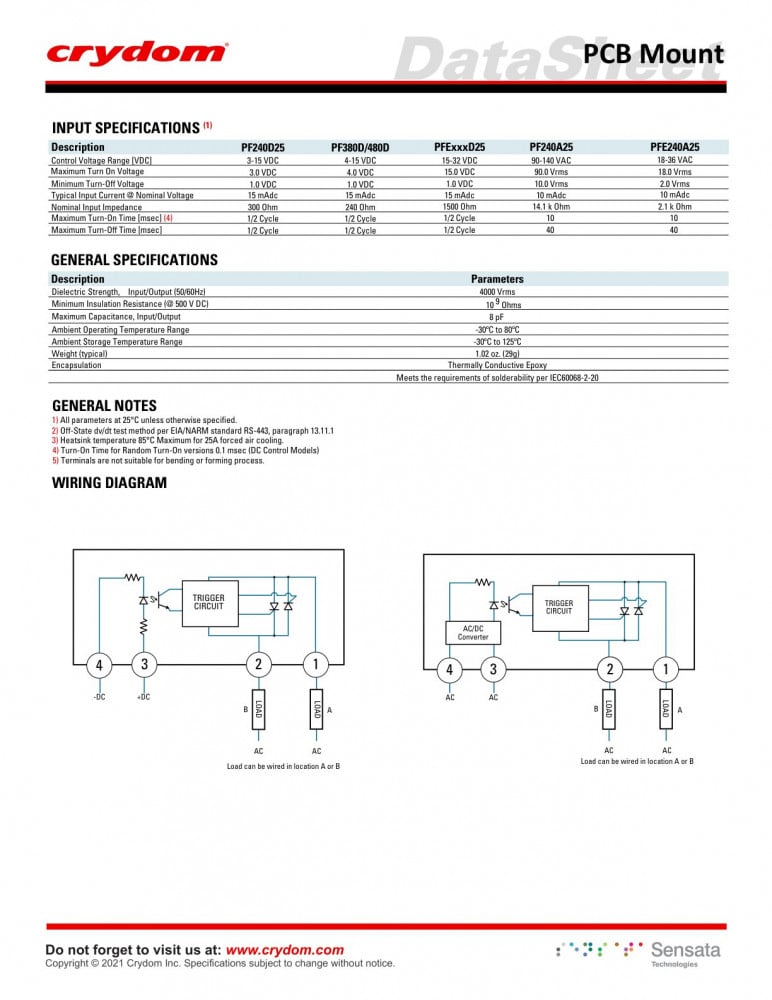 PF240D25 datasheet page 2