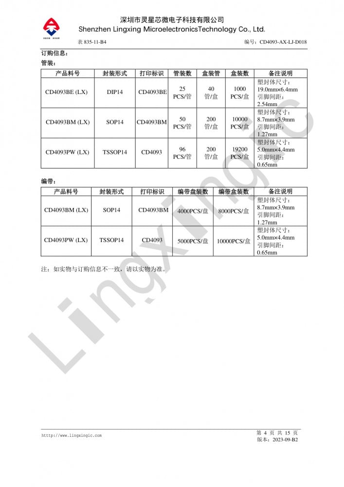 CD4093BM(LX) datasheet page 4