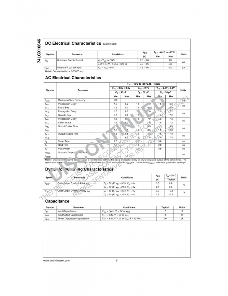 74LCX16646 datasheet page 6