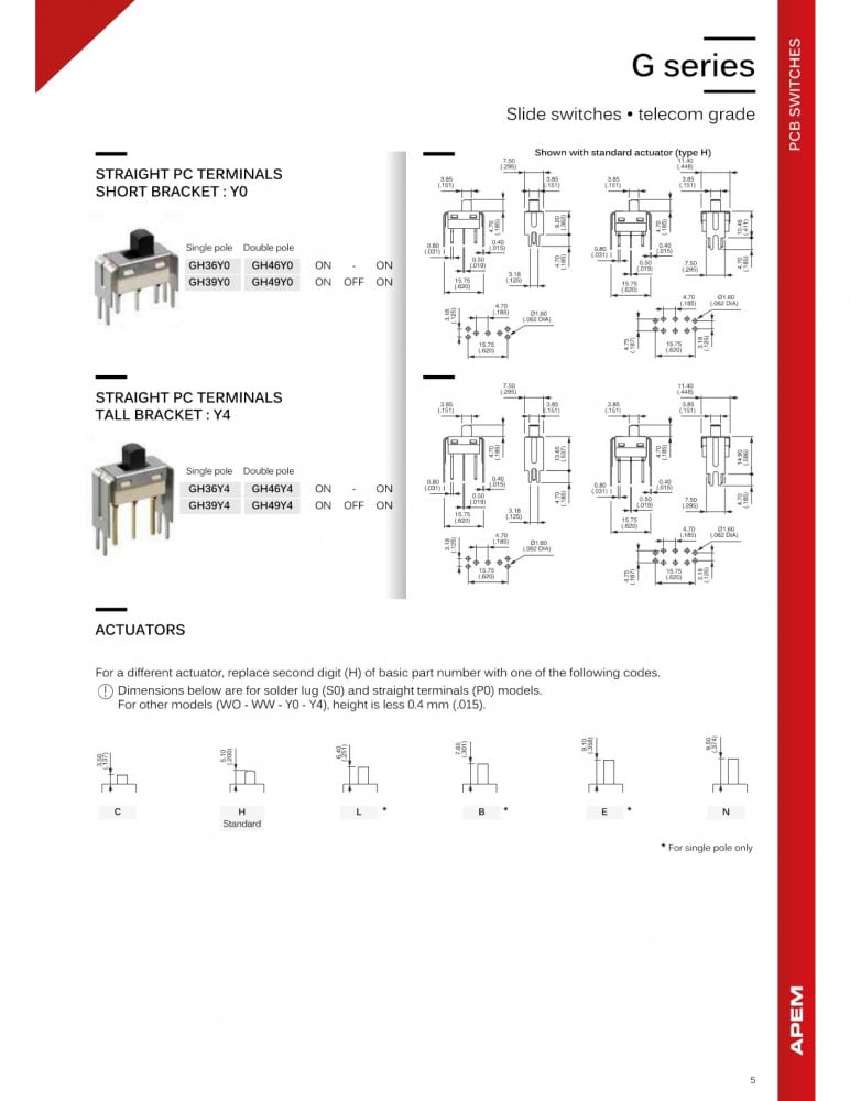 APEM G series datasheet page 5