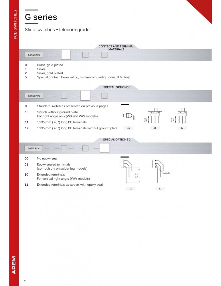 APEM G series datasheet page 6