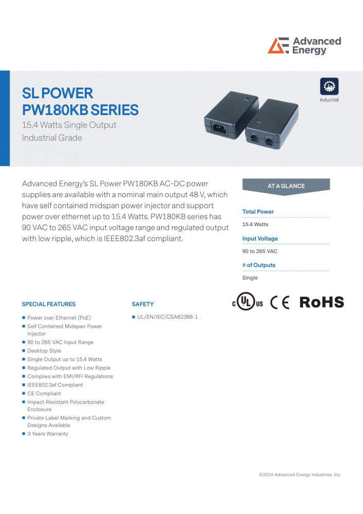 PW180KB series datasheet page 1