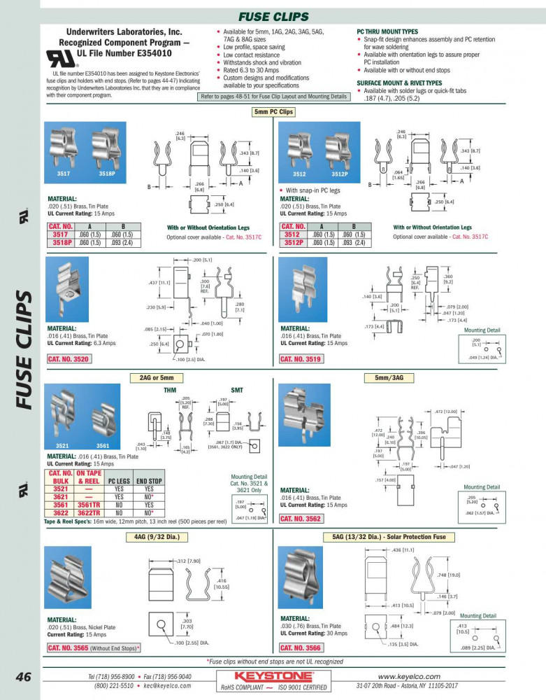 Catalog page image supplied for the fuse clip product family