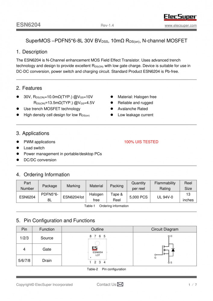 ESN6204 datasheet page 1