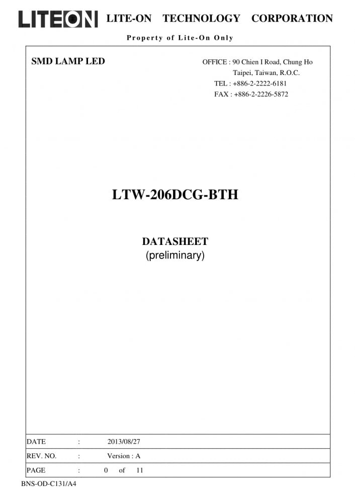 LTW-206DCG-BTH datasheet page 1