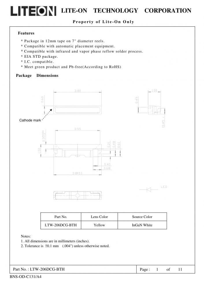 LTW-206DCG-BTH datasheet page 2