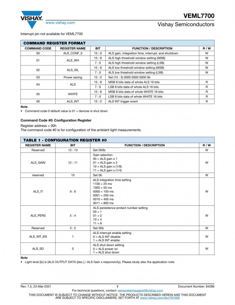 VEML7700-TT datasheet page 7