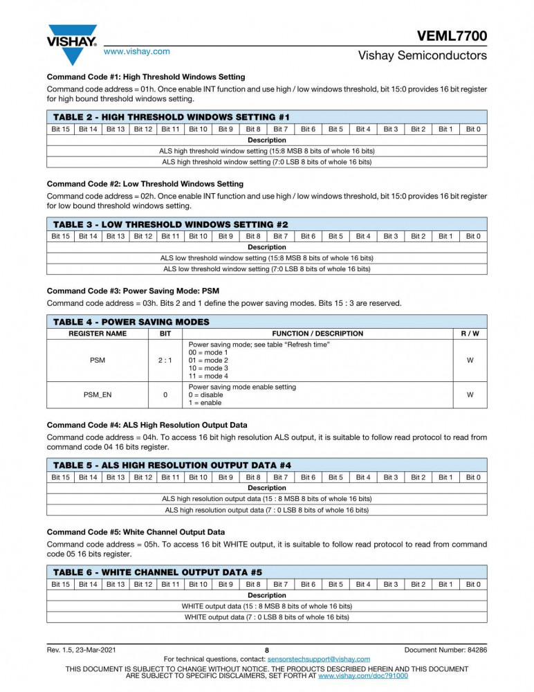 VEML7700-TT datasheet page 8