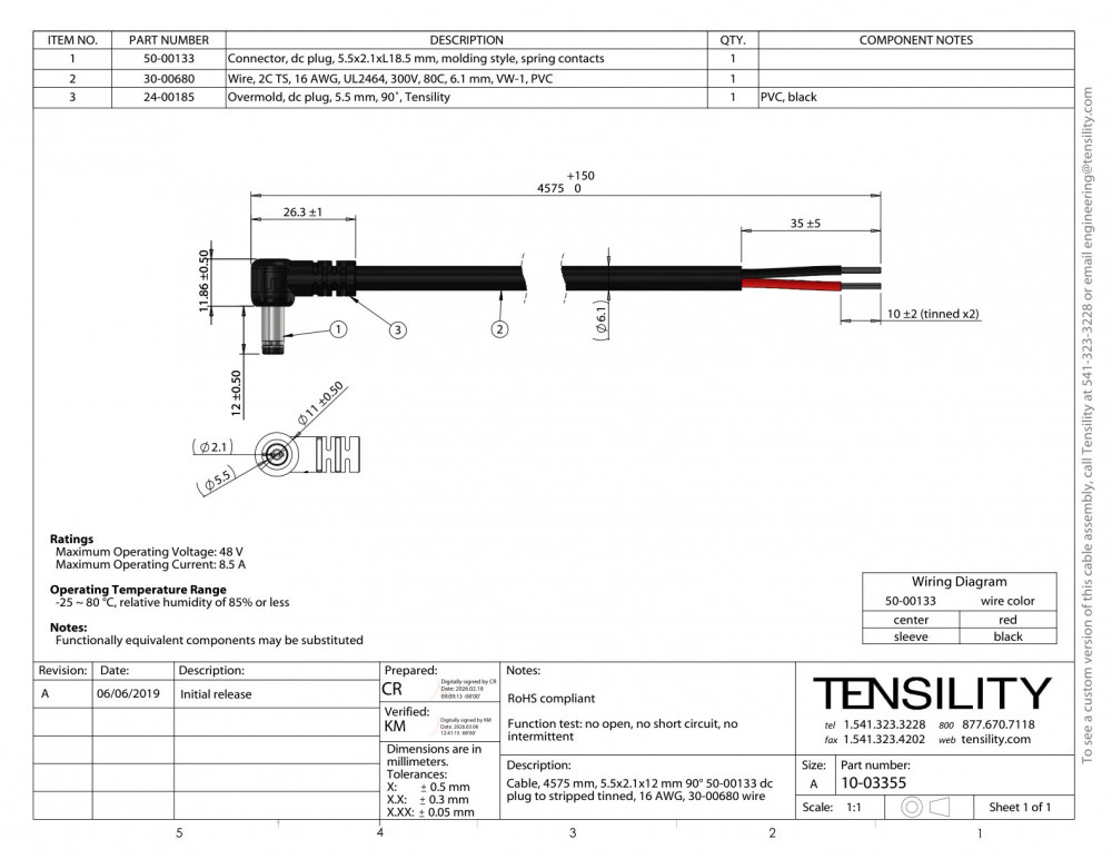 Tensility 10-03355 assembly drawing