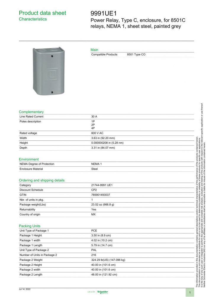 9991UE1 technical document page 1
