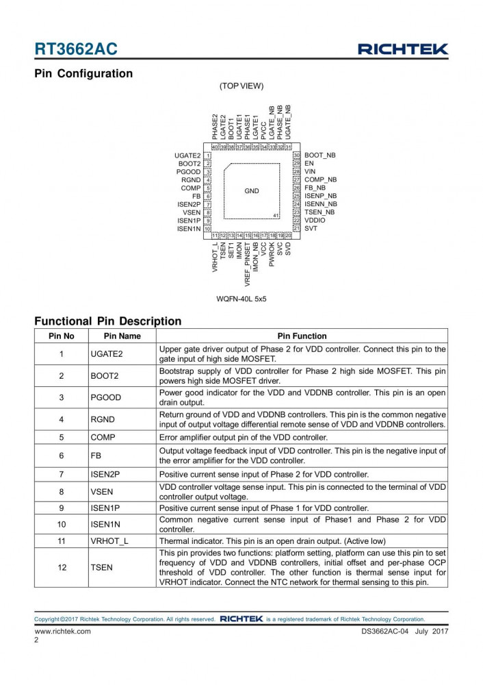 RT3662ACGQW datasheet page 2
