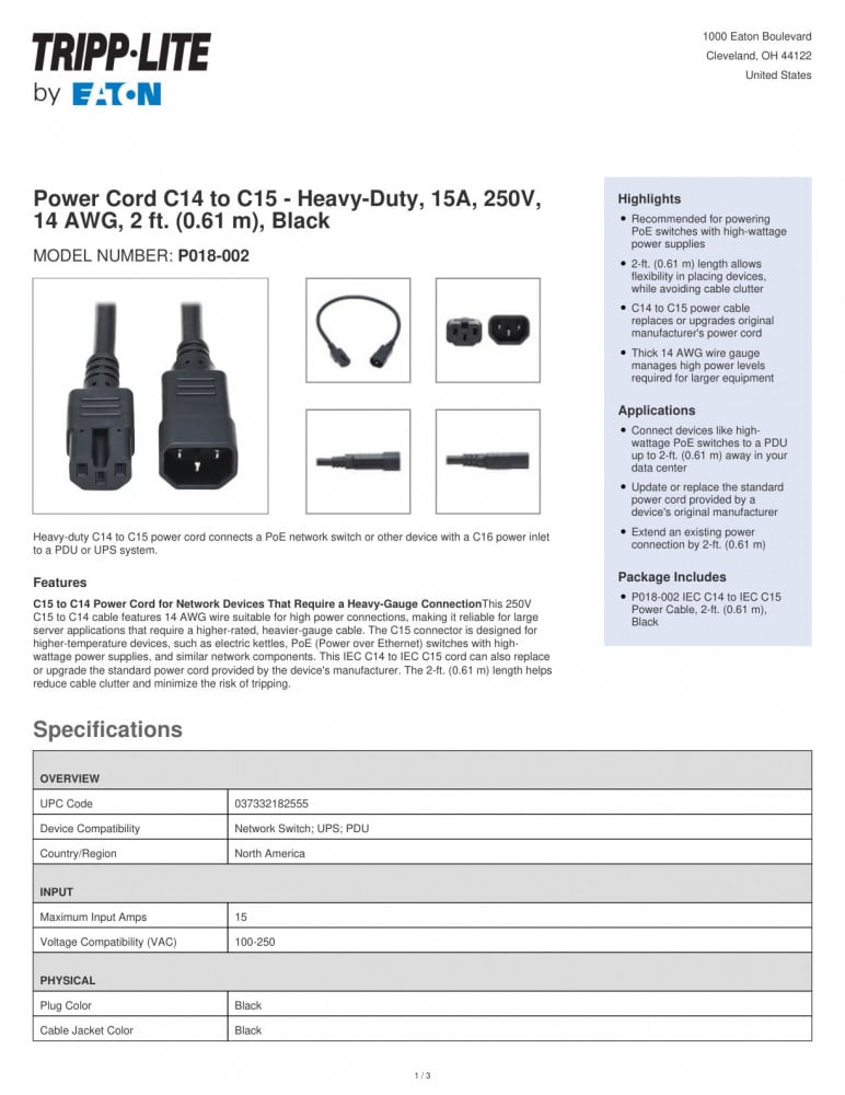 P018-002 technical document page 1