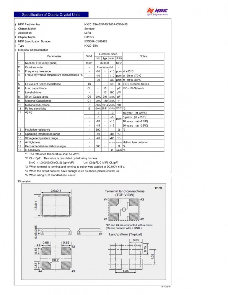 NDK NX2016SA-32M-EXS00A-CS06465 technical document page