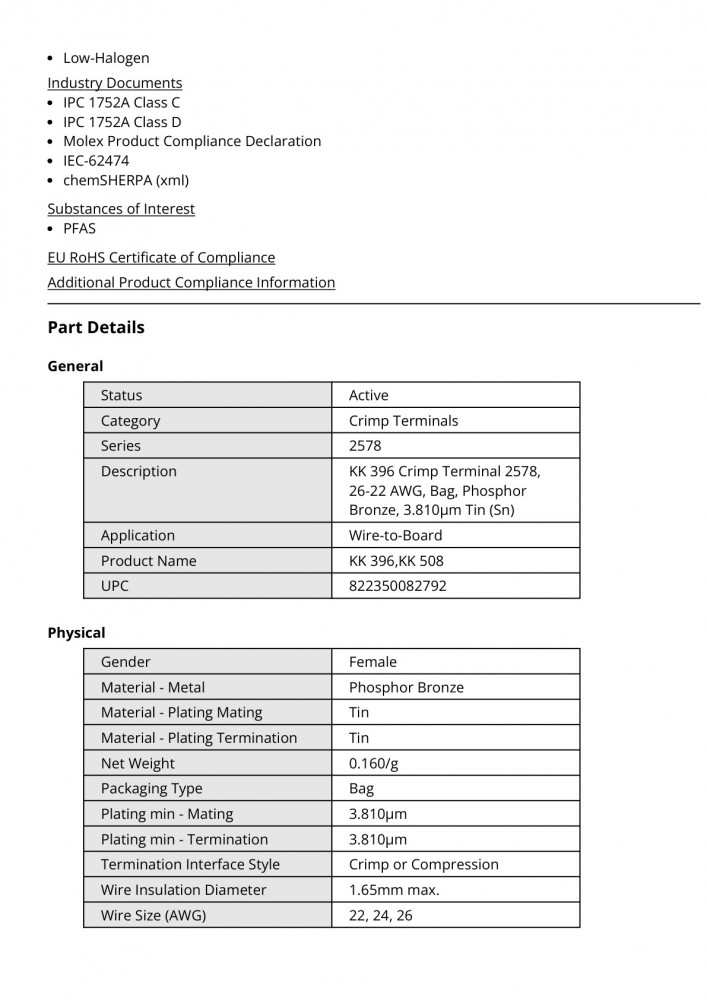 MOLEX KK 396 product specification preview, page 2