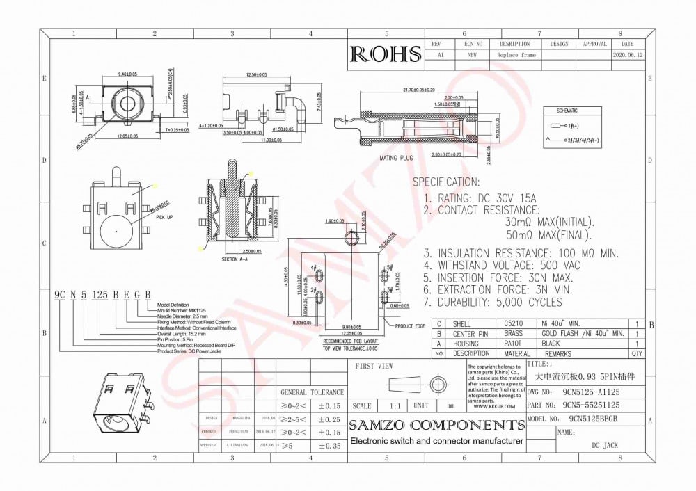 SAMZO 9CN5125BEGB technical drawing