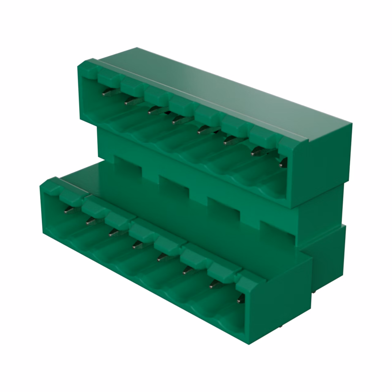 5.00mm Pitch Eurostyle Horizontal Dual Level PCB Header, Closed Ends, Green Housing, 16 Circuits for sale