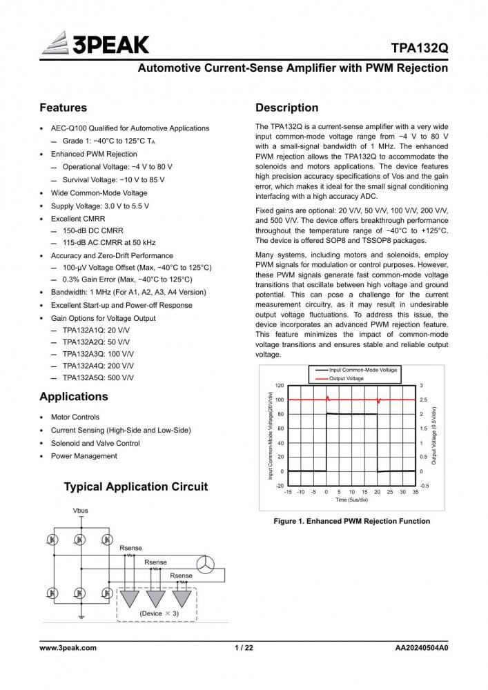 TPA132Q datasheet page 1