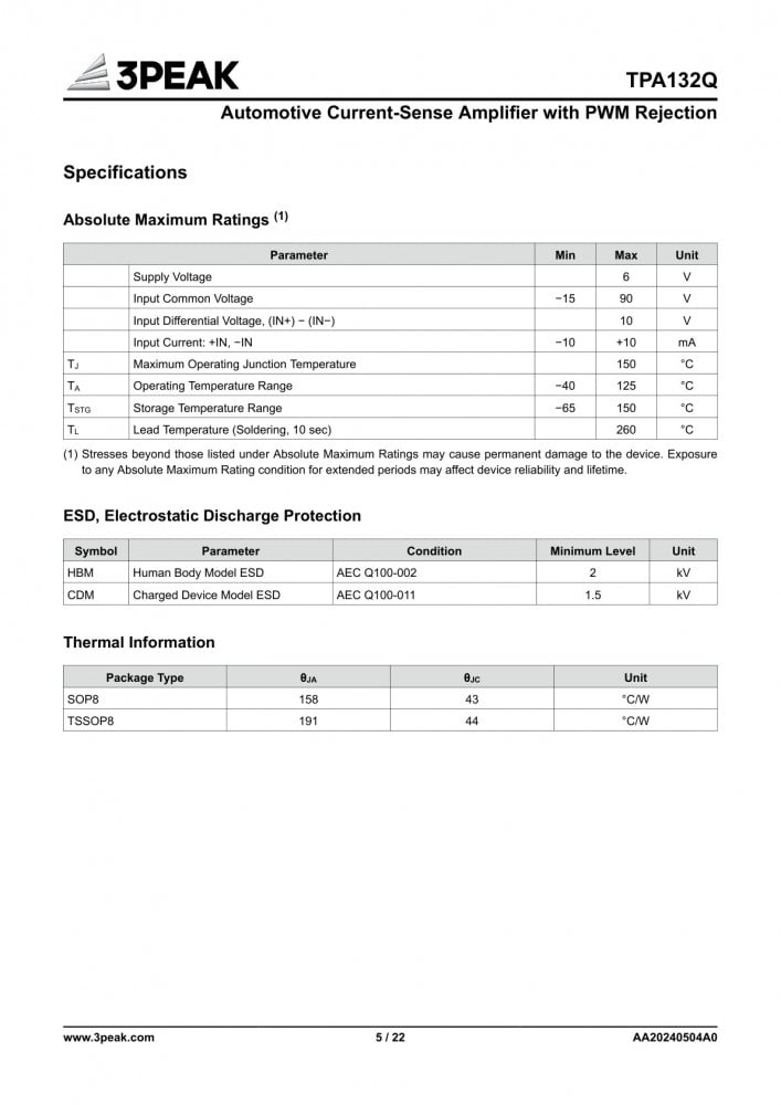 TPA132Q datasheet page 5