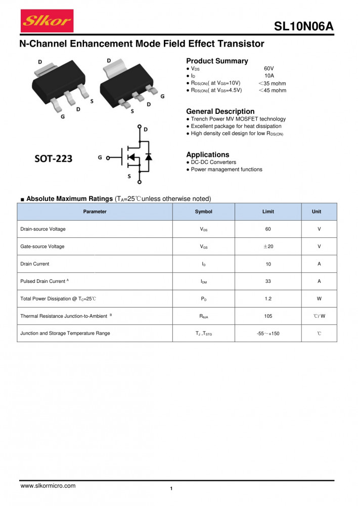 SL10N06A datasheet page 1