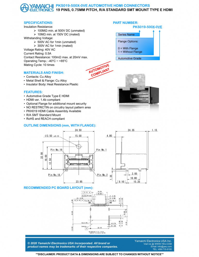 Yamaichi Electronics PKS019-5000-0VE product document preview