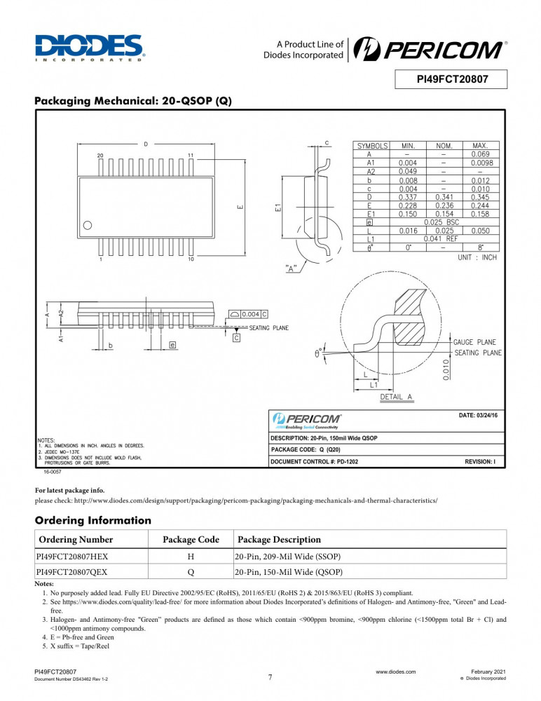 PI49FCT20807QEX datasheet page 7