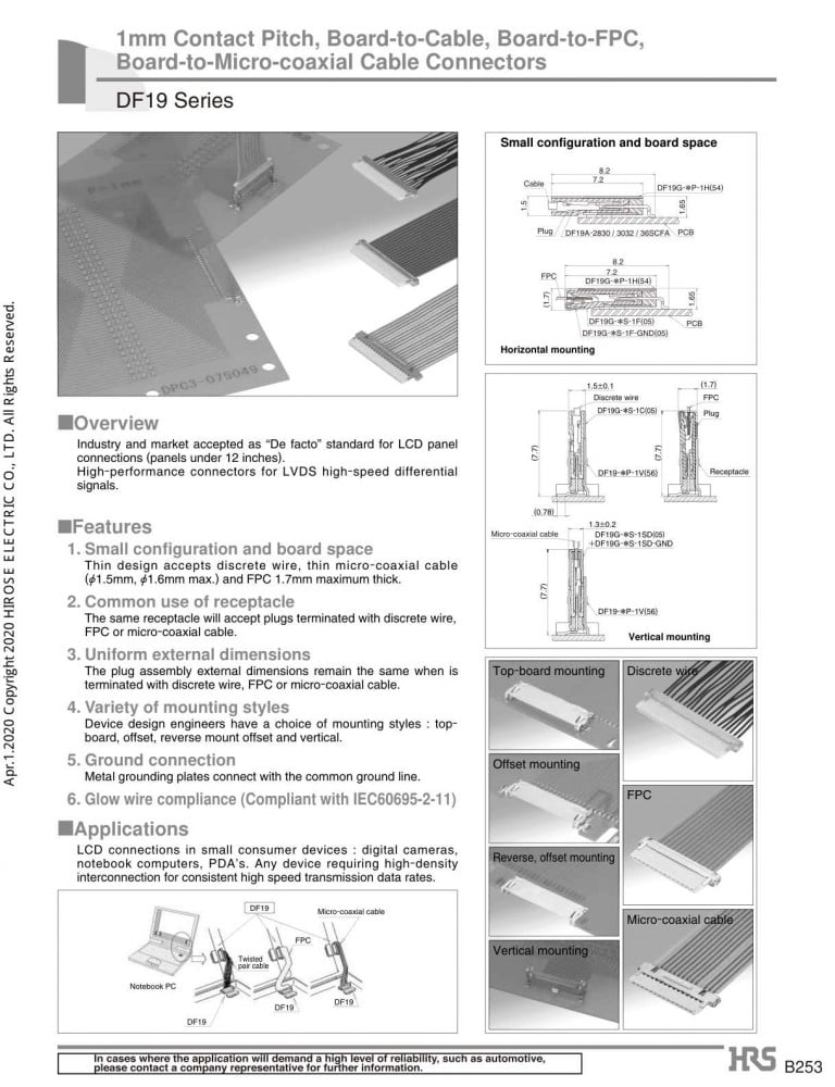 DF19 series datasheet page 1