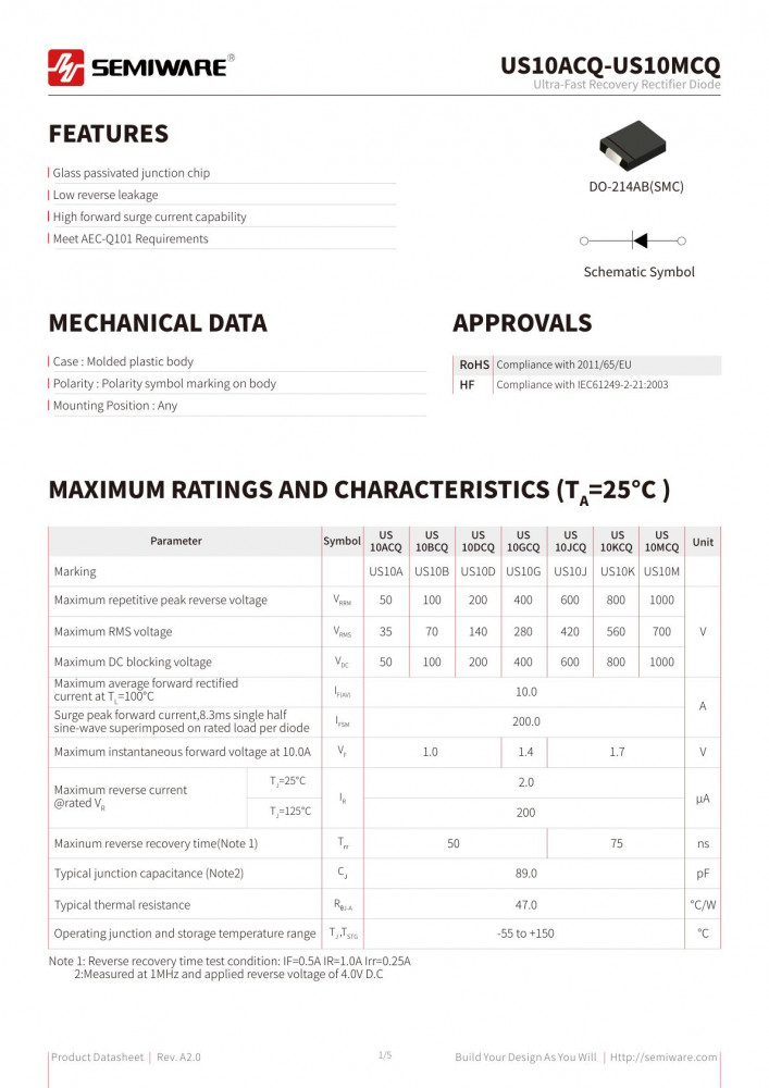 US10BCQ datasheet page 1