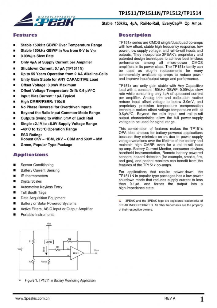 TP1511 datasheet page 1