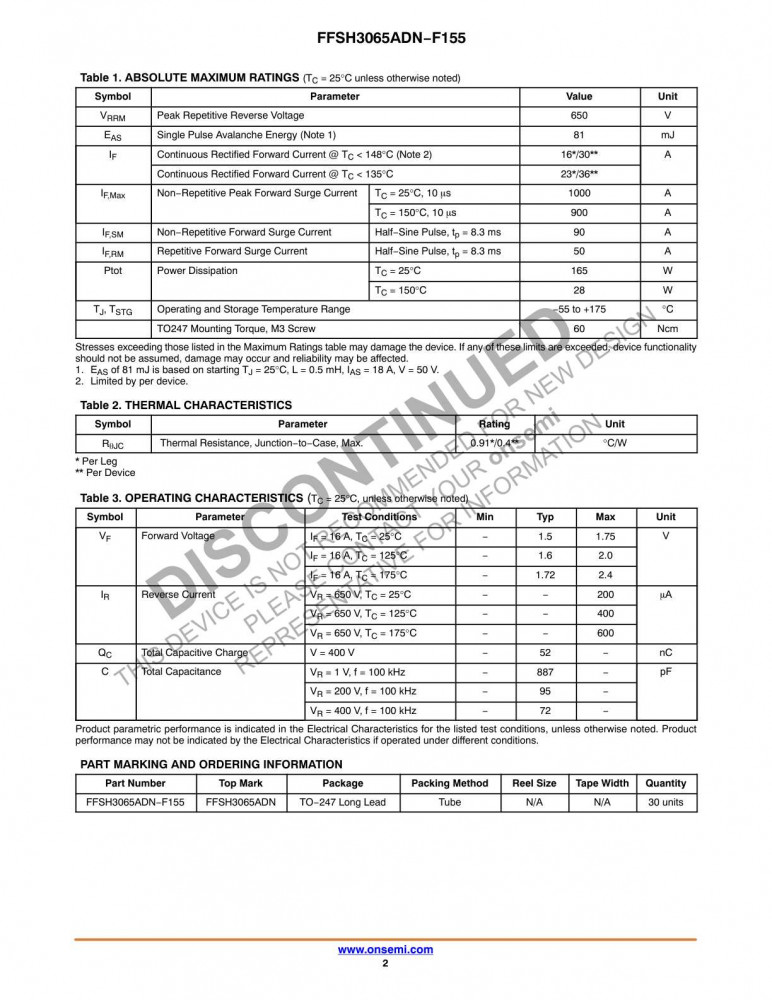 FFSH3065ADN-F155 datasheet page 2